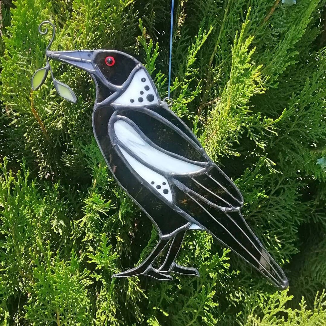 Magpie Crow Corvidae Native Australian Bird Glass Sun-catcher | Etsy