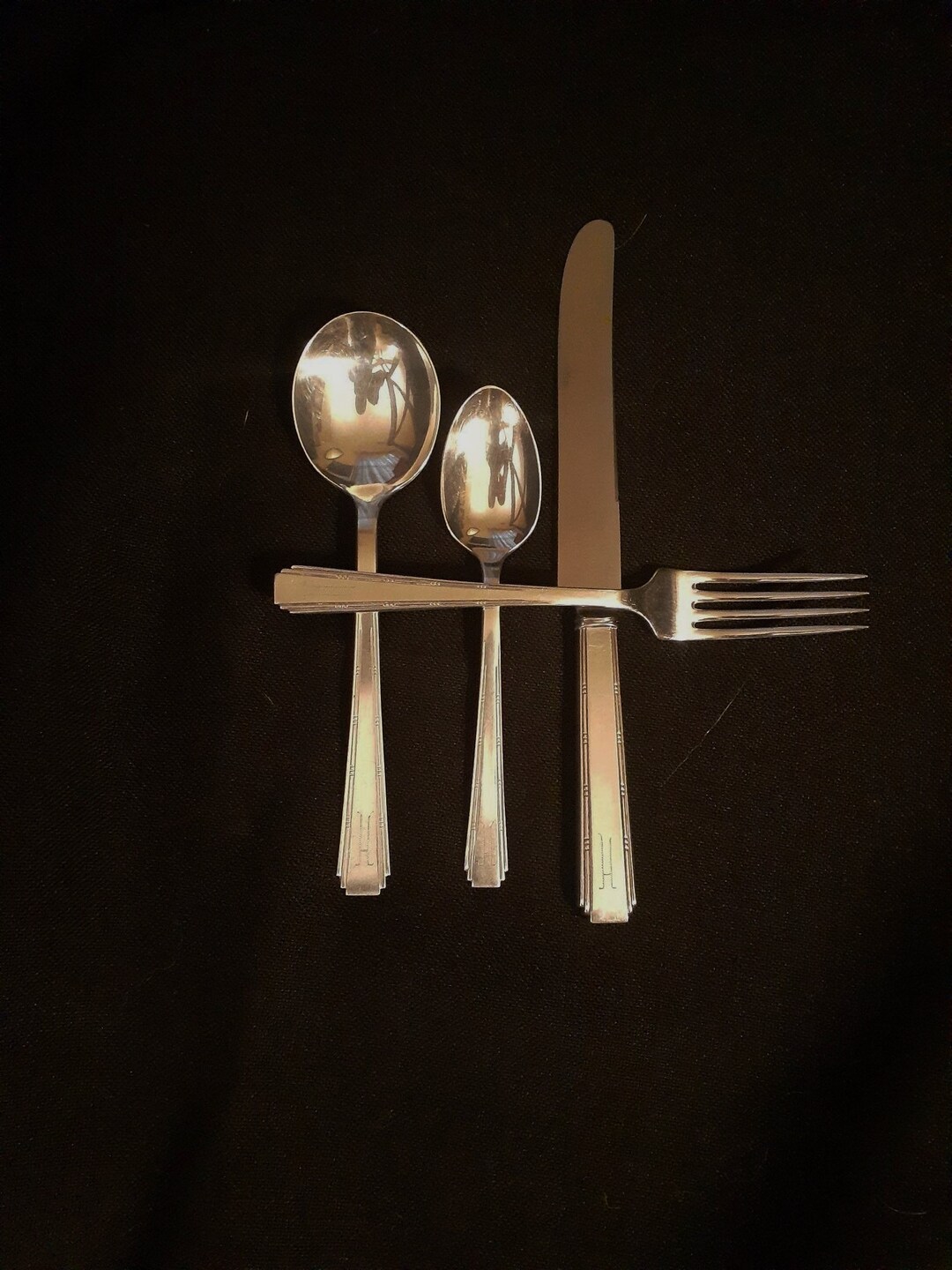 1932 "h" Monogrammed Art Deco Silver Plate Srvc for 8 - Etsy
