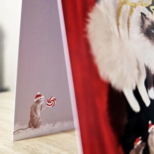 Funny Festive Ragdoll Cat Angels Christmas Card Snowy Window Scene for ...