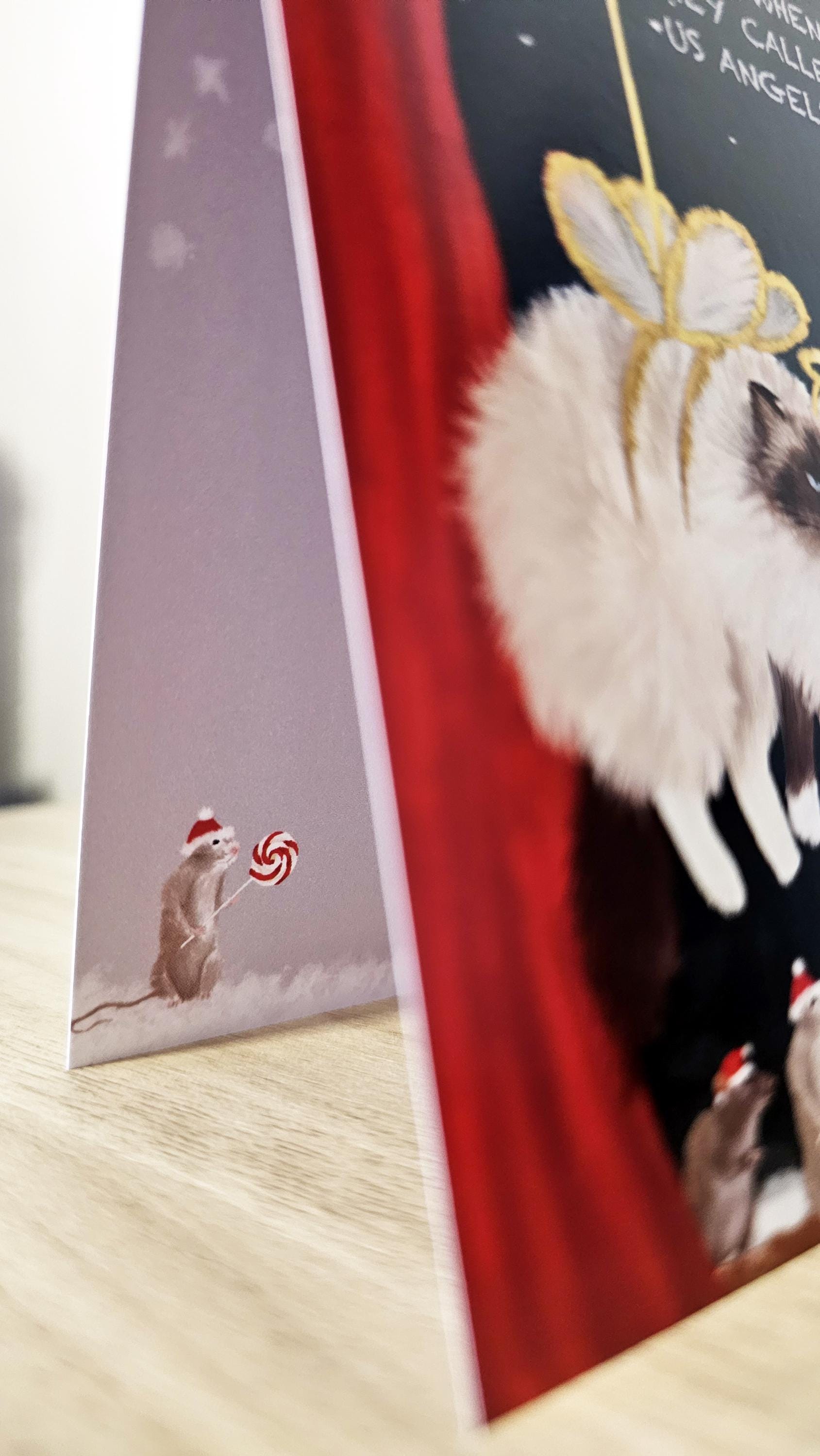 Funny Festive Ragdoll Cat Angels Christmas Card Snowy Window Scene for ...