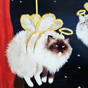 Funny Festive Ragdoll Cat Angels Christmas Card Snowy Window Scene for ...