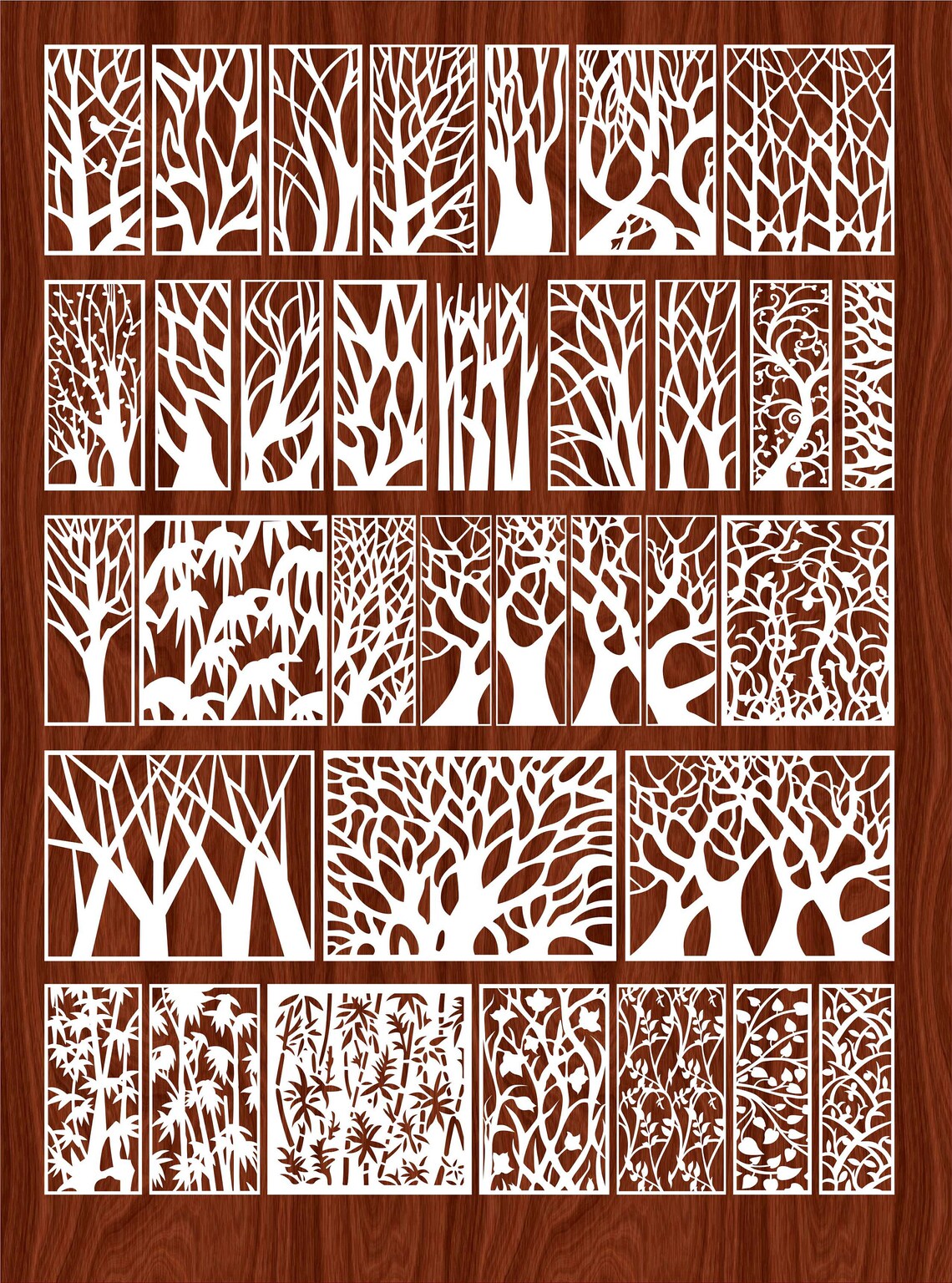 100 Tree Wall Panels Room Decor Tree Patterns Laser CNC - Etsy