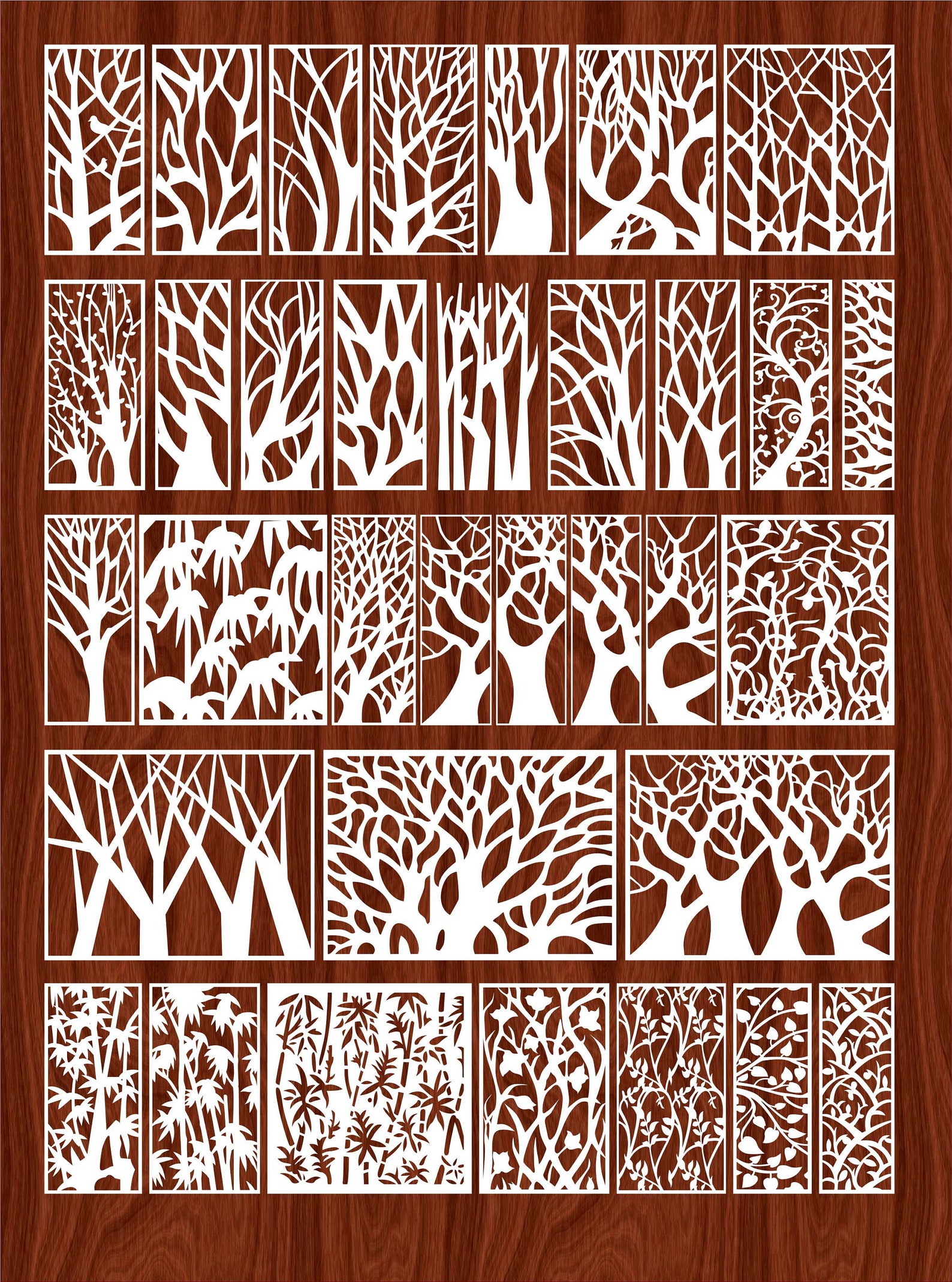100 Tree Wall Panels Room Decor Tree Patterns Laser CNC - Etsy