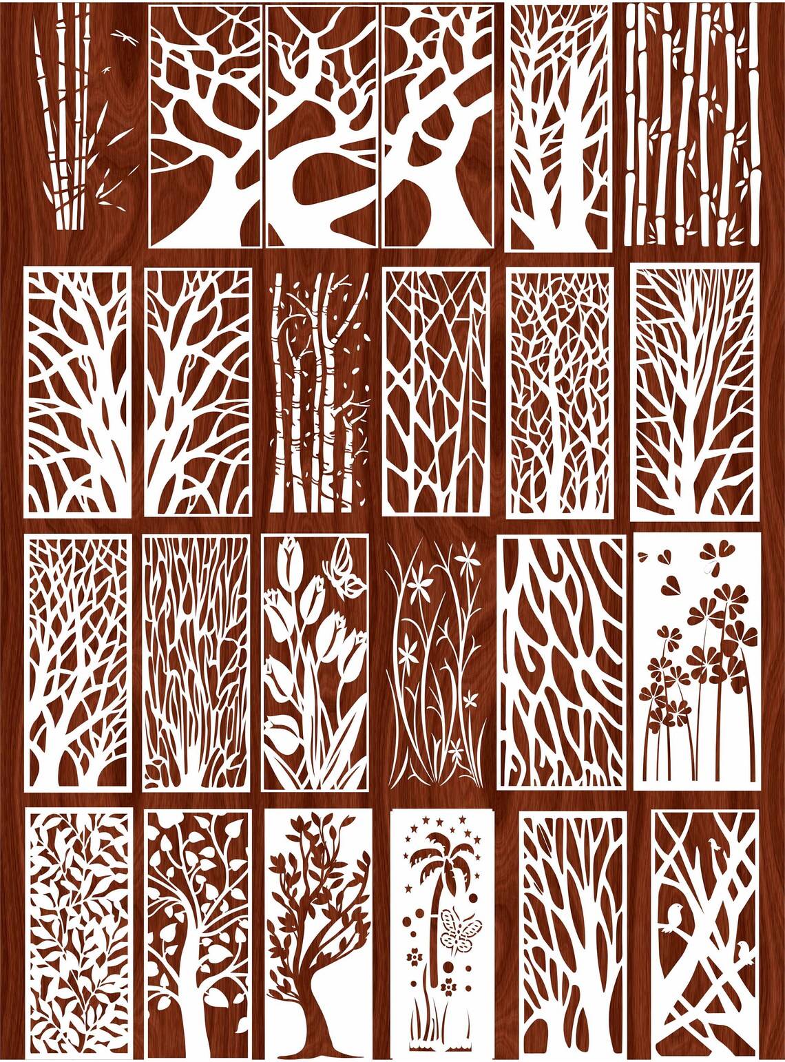 100 Tree Wall Panels Room Decor Tree Patterns Laser CNC - Etsy