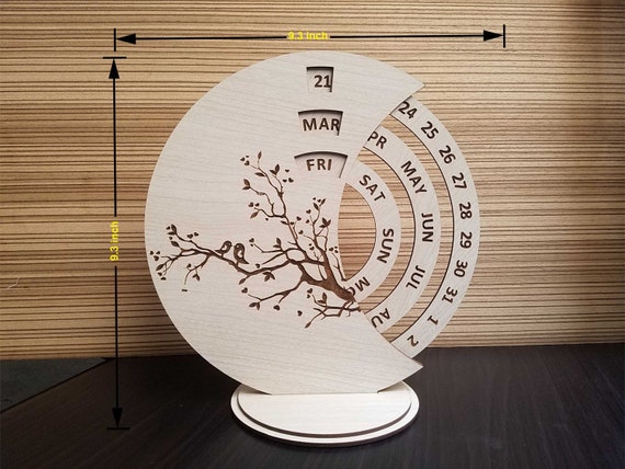 Calendar Wooden Laser Cut File Perpetual Calendar | Etsy