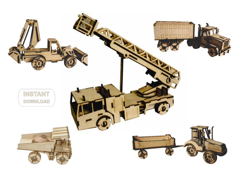 Fire Truck Wooden Dxftruck 3D Puzzlemining Truck Laser | Etsy