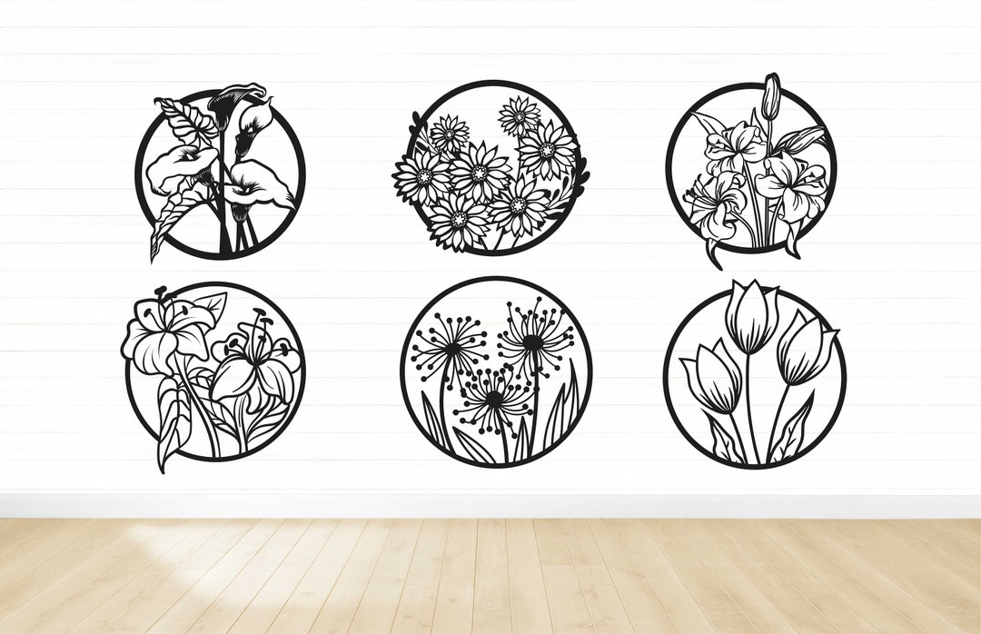 Flowers Svg,flowers Wall Art,leaves Flowers Svg,flowers Home Decor ...
