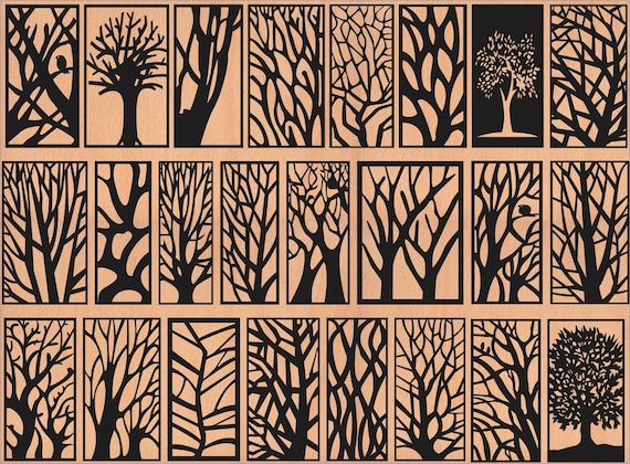 100 Tree Wall Panels Room Decor Tree Patterns Laser CNC - Etsy