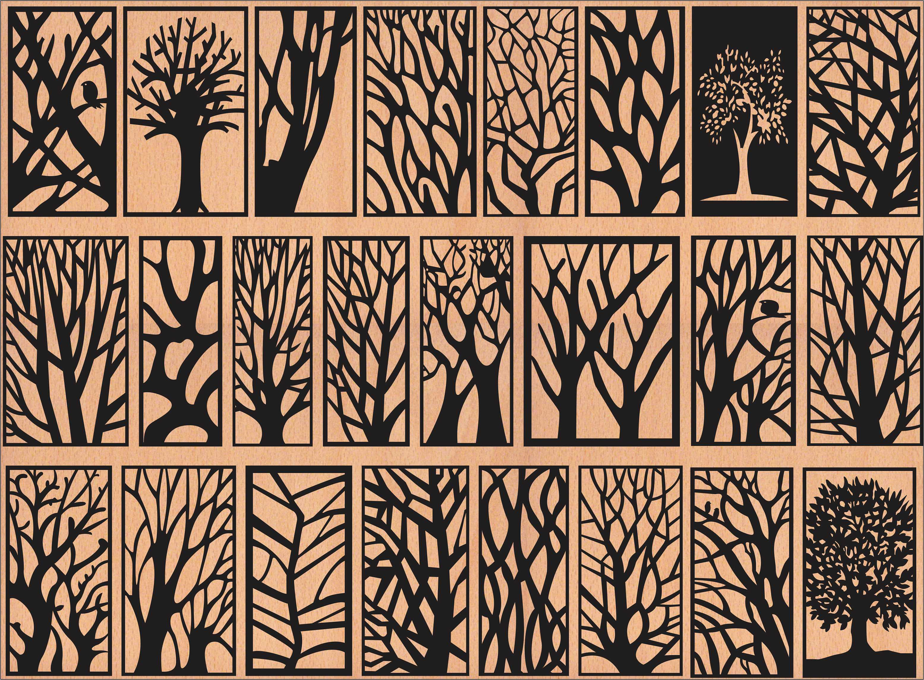 100 Tree Wall Panels Room Decor Tree Patterns Laser CNC - Etsy