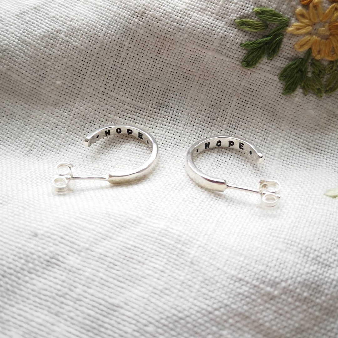 Hopeful Hoops Hidden Message Hoop Earrings Small Hoops - Etsy