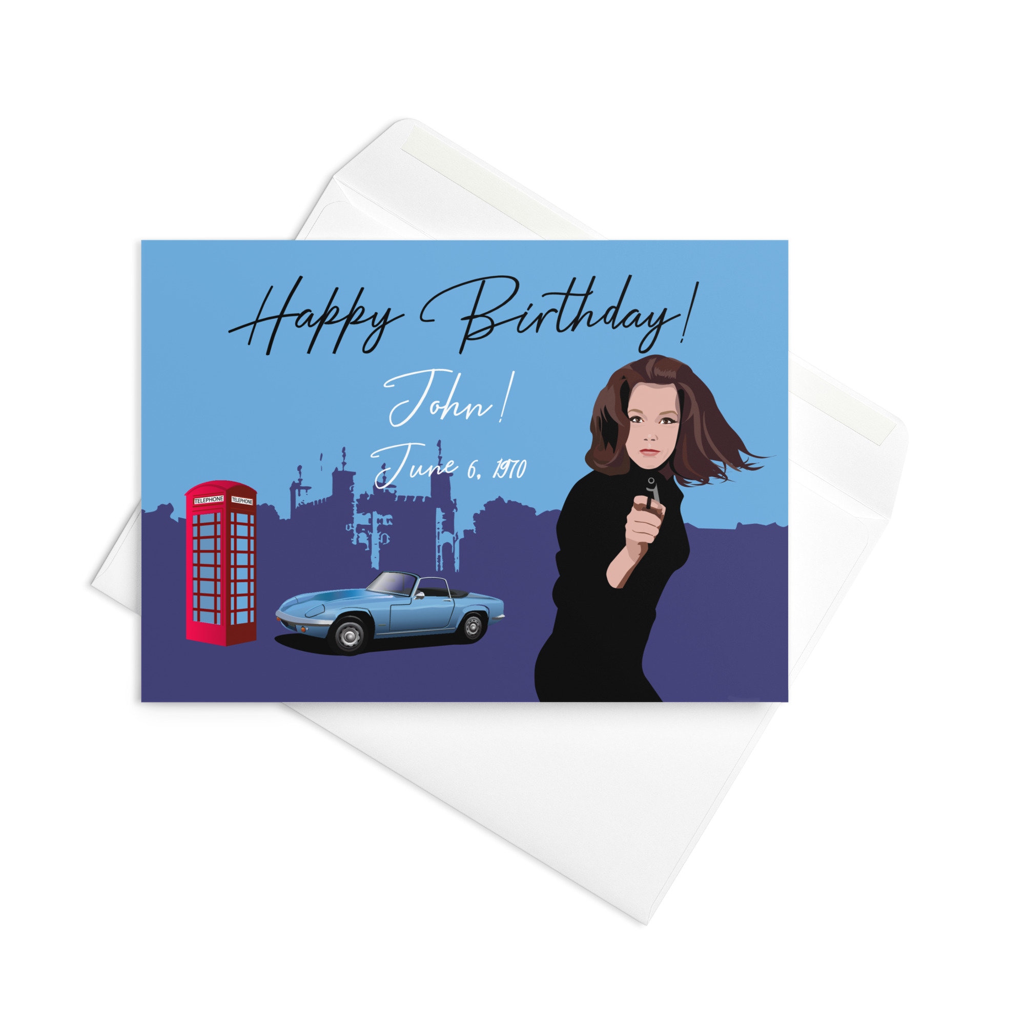 Diana Rigg Personalized Birthday Card with Date and Person's Name on ...