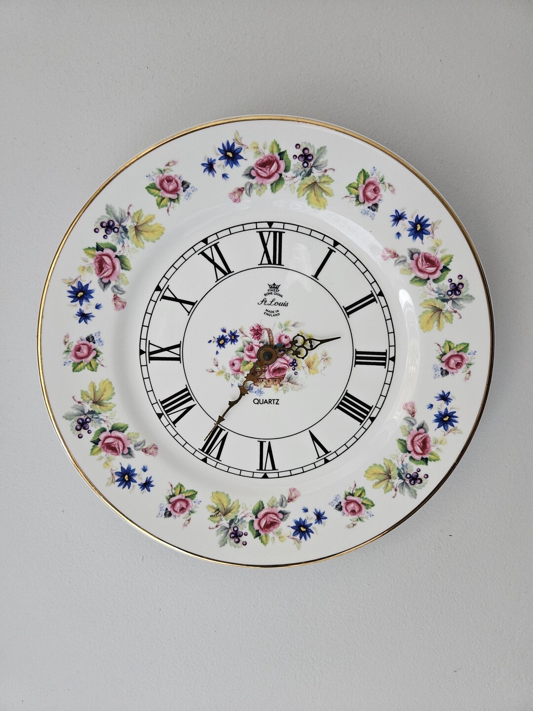 Vintage China Wall Plate Flower Clock, St Louis Quartz Wall Clock - Etsy