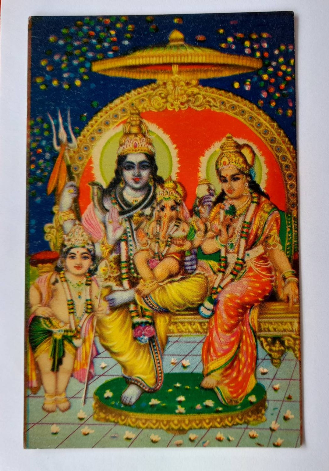 Vintage Indian Shiva Postcard, Shiva and Parvati, Original 1950s Unused ...