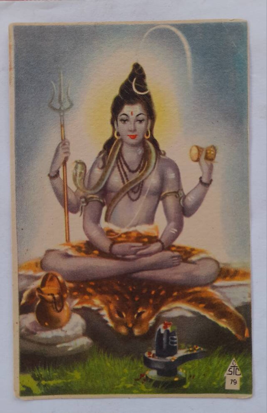 Antique Indian Postcard, Shiva, Hindu Deity, Diwali Greeting Card ...