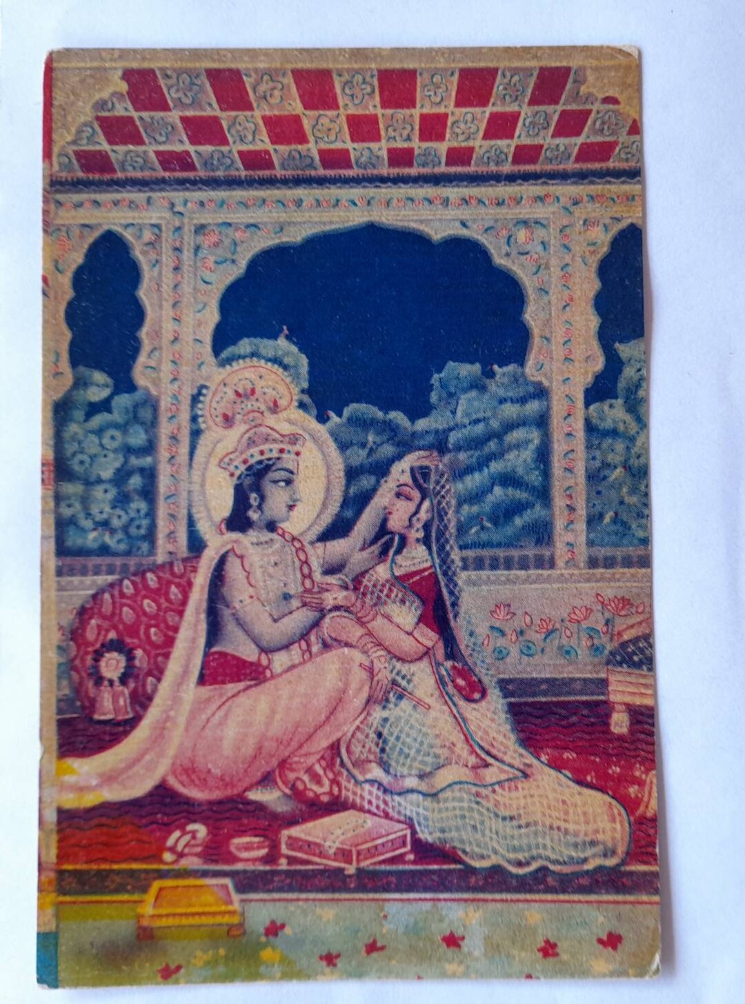 Antique Indian Postcard, Krishna, Hindu Deity - Etsy