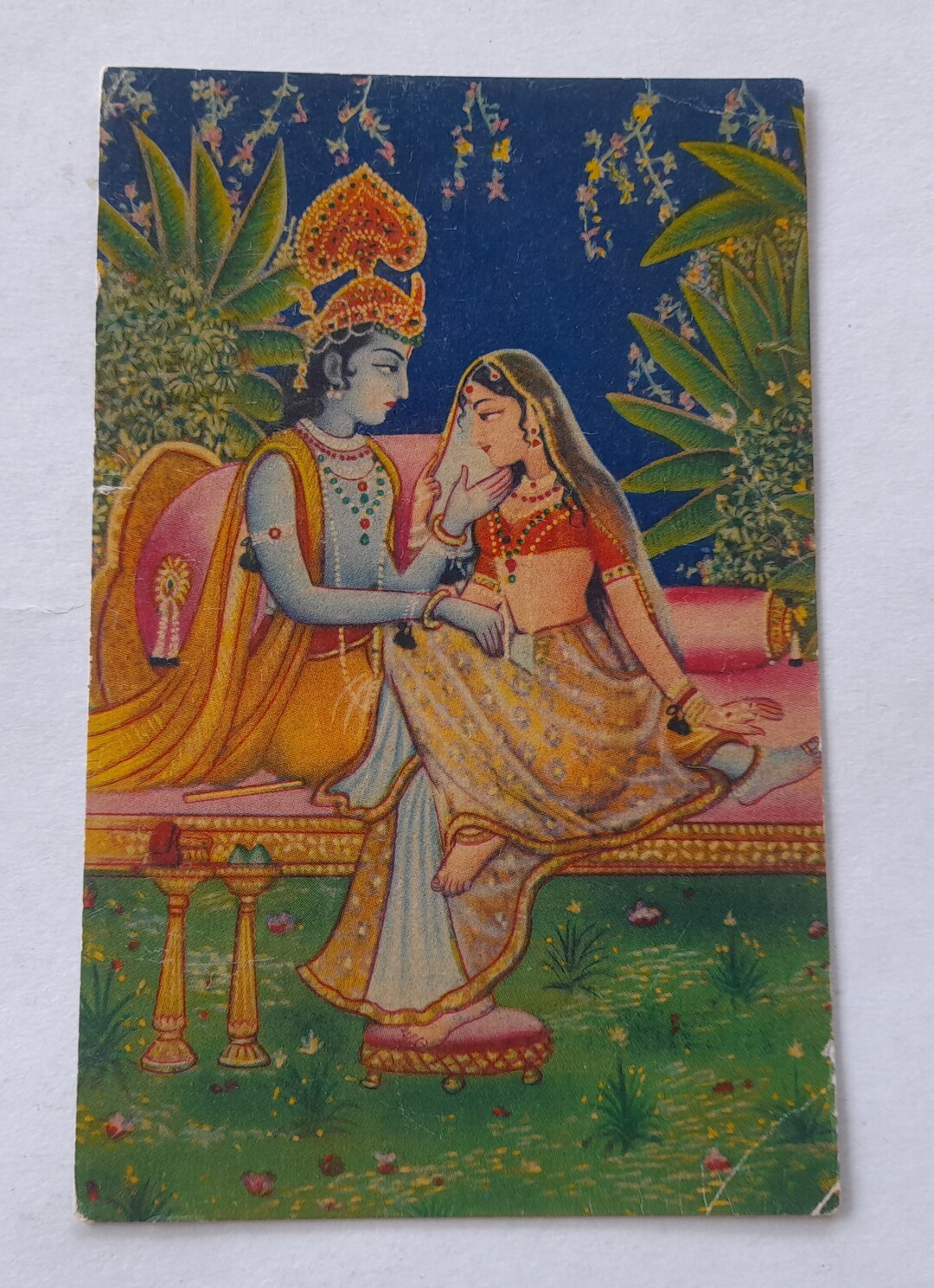 Diwali Postcard Depicting Lord Krishna and Radha His Consort - Etsy