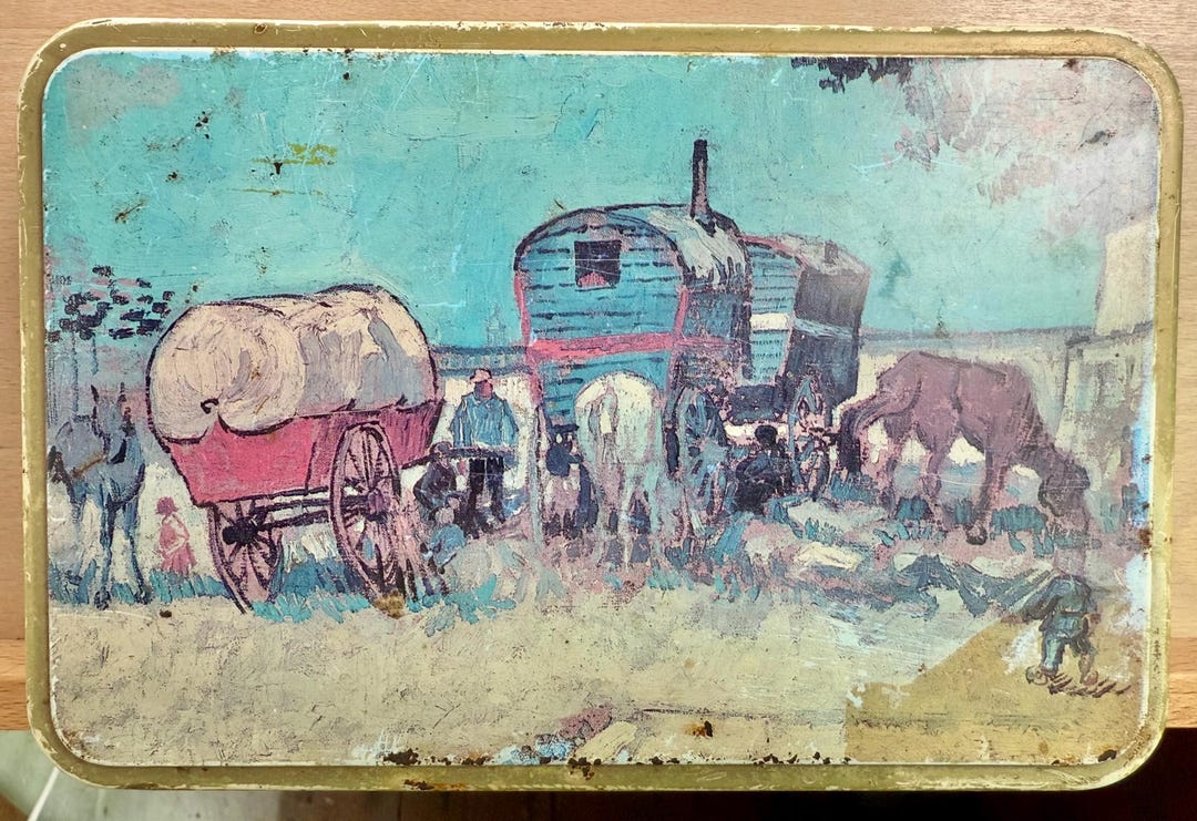 Vintage Kitchen Storage Tin, Van Gogh Design, Gypsy Caravan, Caravan ...
