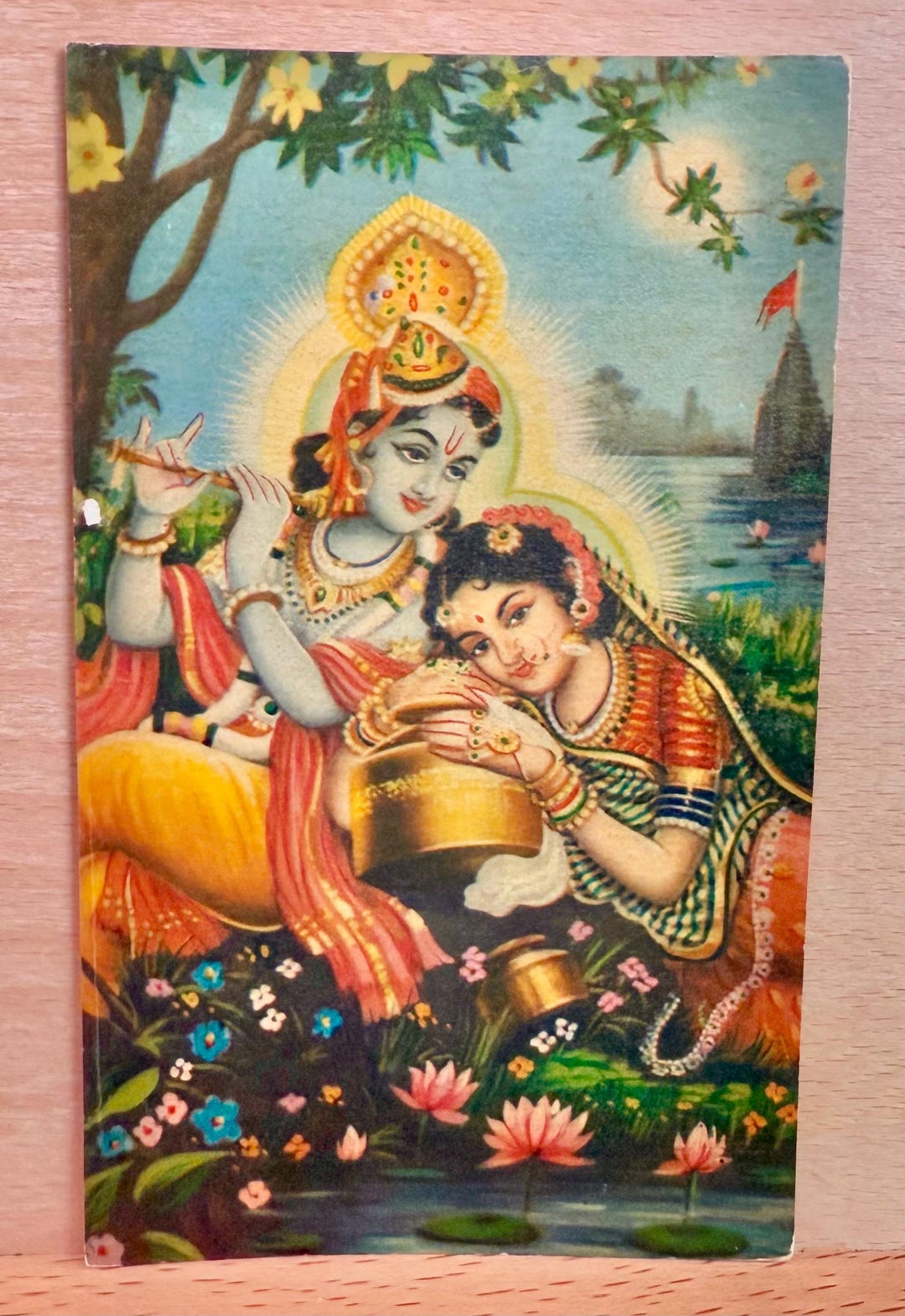 Krishna Radha Postcard, Unused Card, Diwali Greeting Card, Hindu God ...