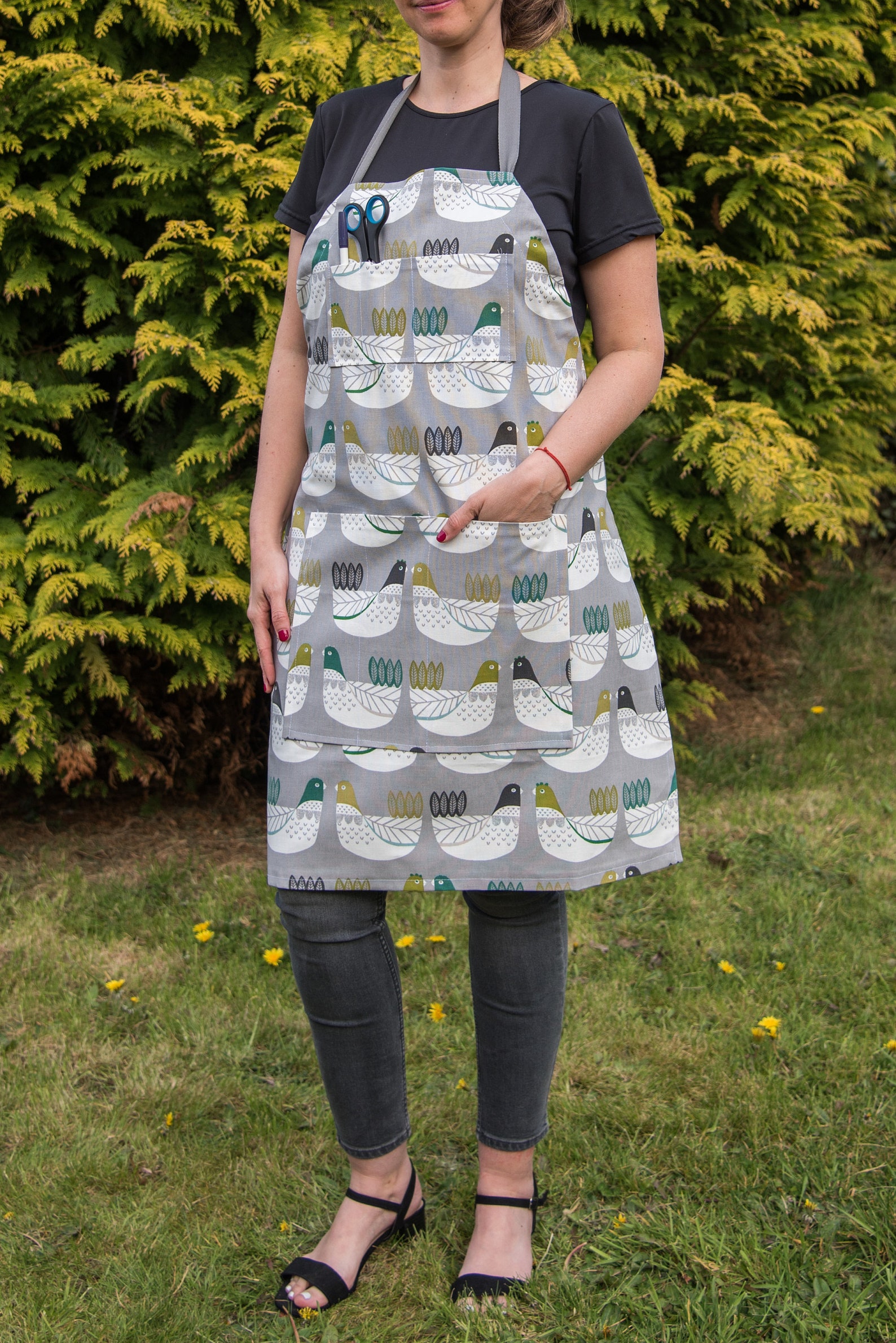 Grey Handmade 100% Cotton Canvas Full Kitchen Apron With Two Pockets ...