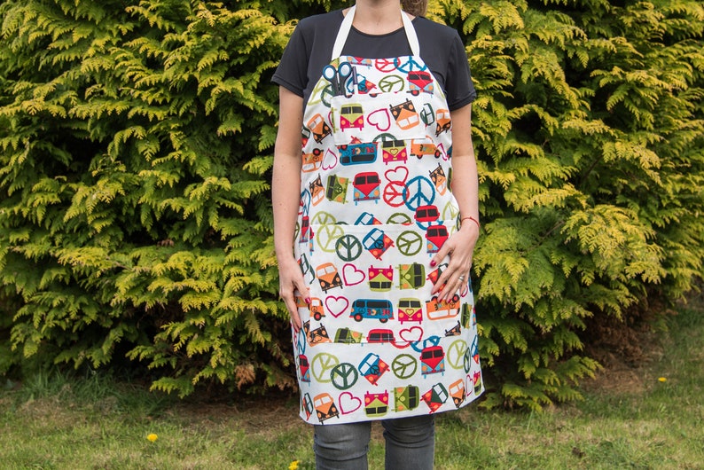 Handmade Full Canvas Kitchen Apron With Two Pockets HIPPIE BUS - Etsy UK