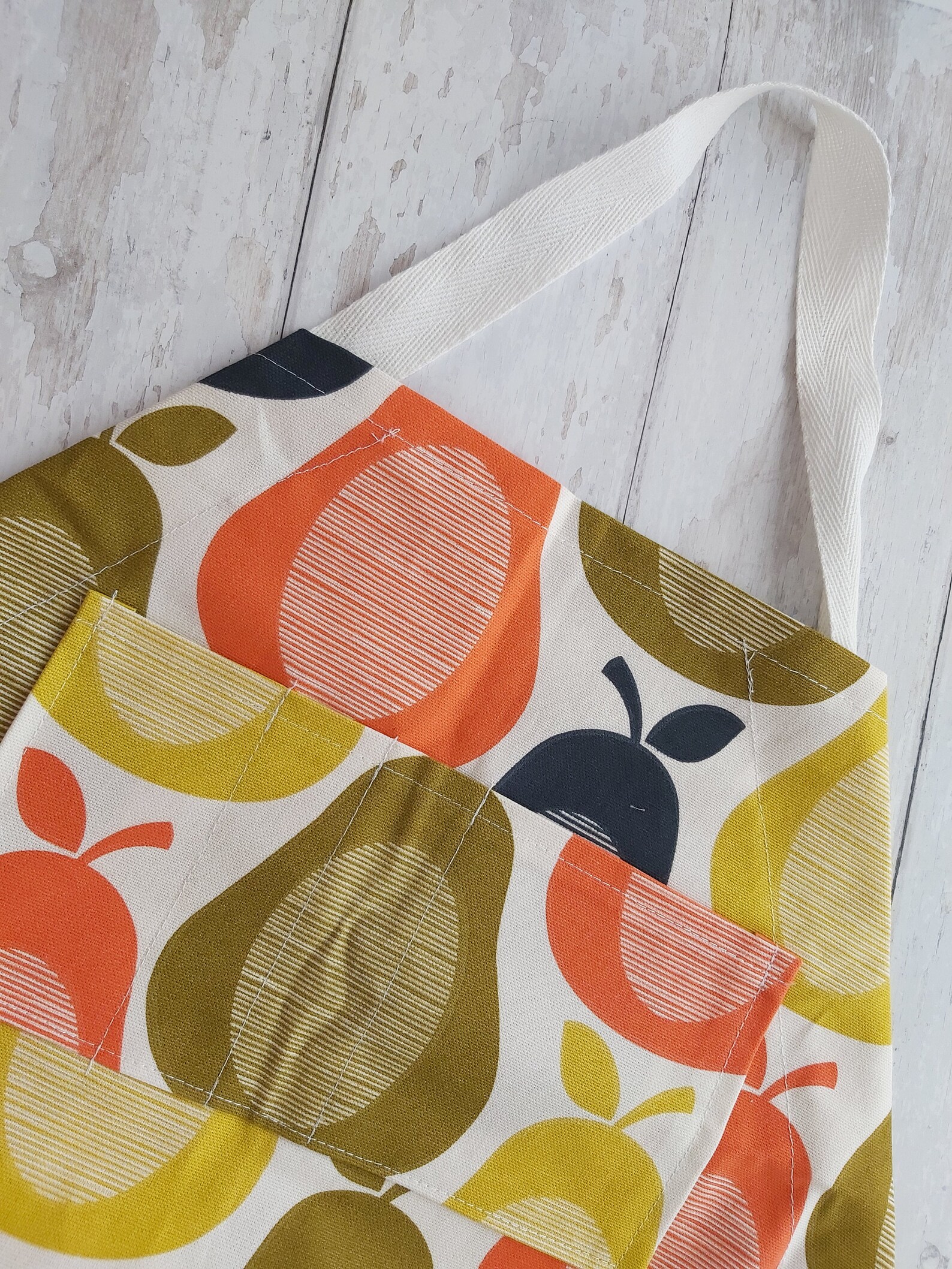 Handmade 100% Cotton Canvas Full Kitchen Apron With Two Pockets PEARS ...