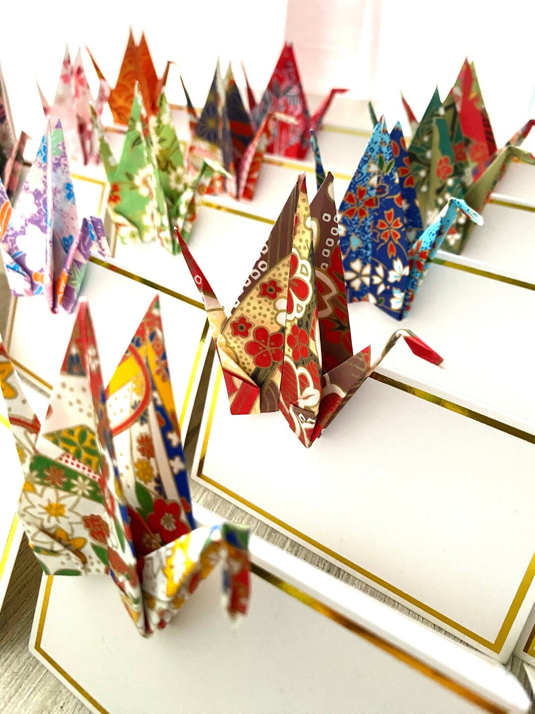 Origami Place Cards Set of 10 | Japanese Chiyogami Crane Table ...