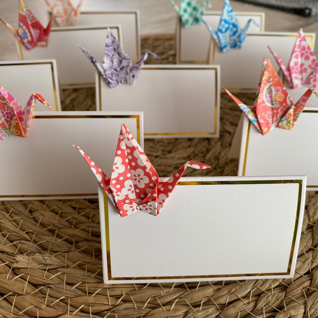 Origami Place Cards Set of 10 Japanese Chiyogami Crane Table Decoration ...