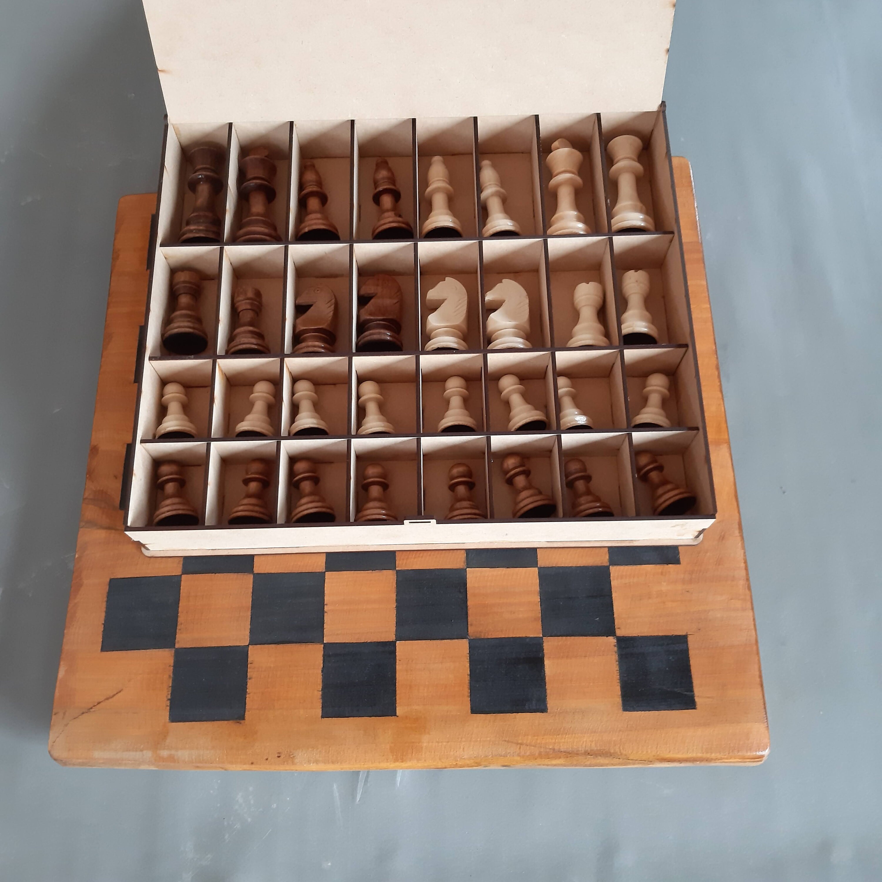 Rustic Chess Board Set 14x14in 35x35cm Wooden Pieces in - Etsy