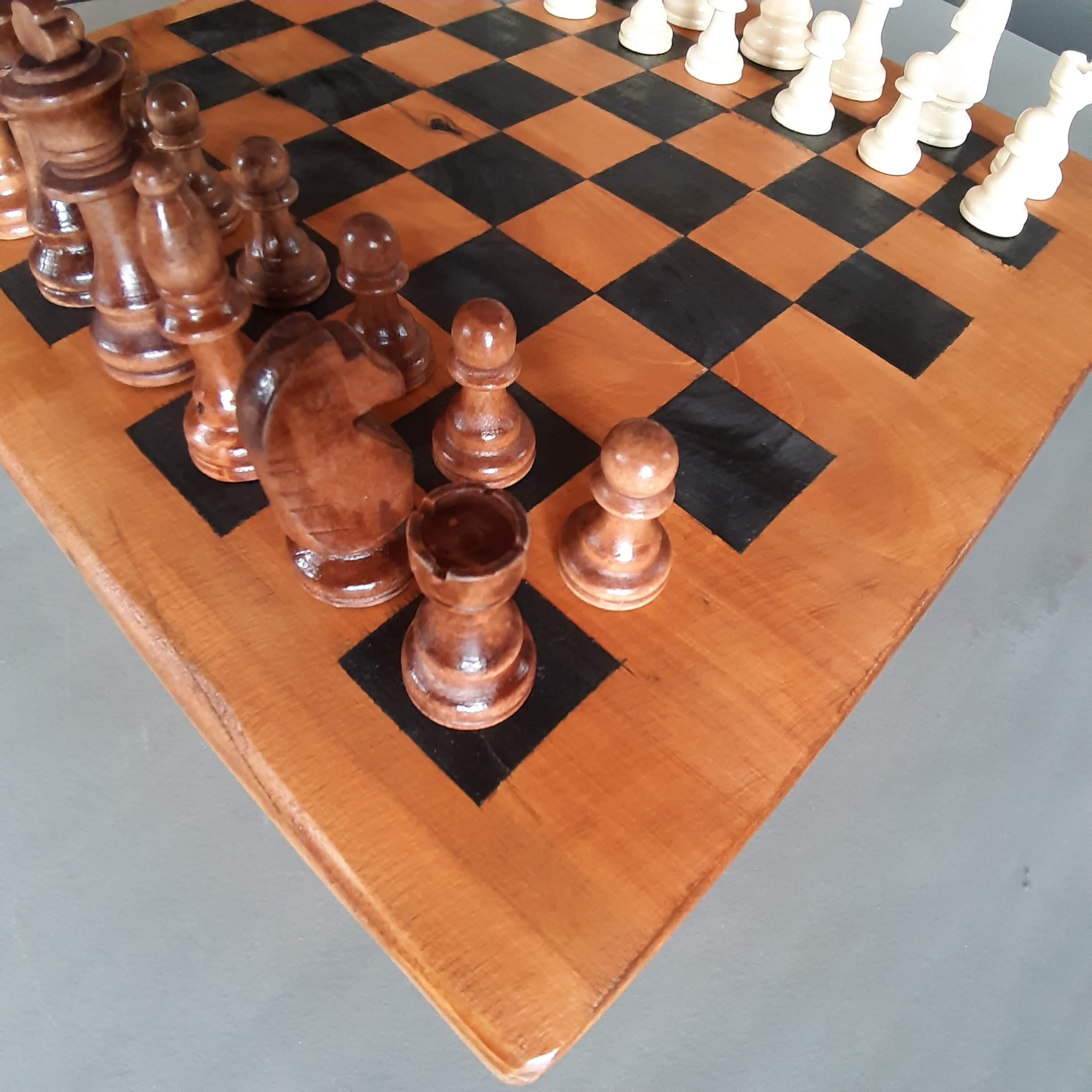 Rustic Chess Board Set 14x14in 35x35cm Wooden Pieces in - Etsy