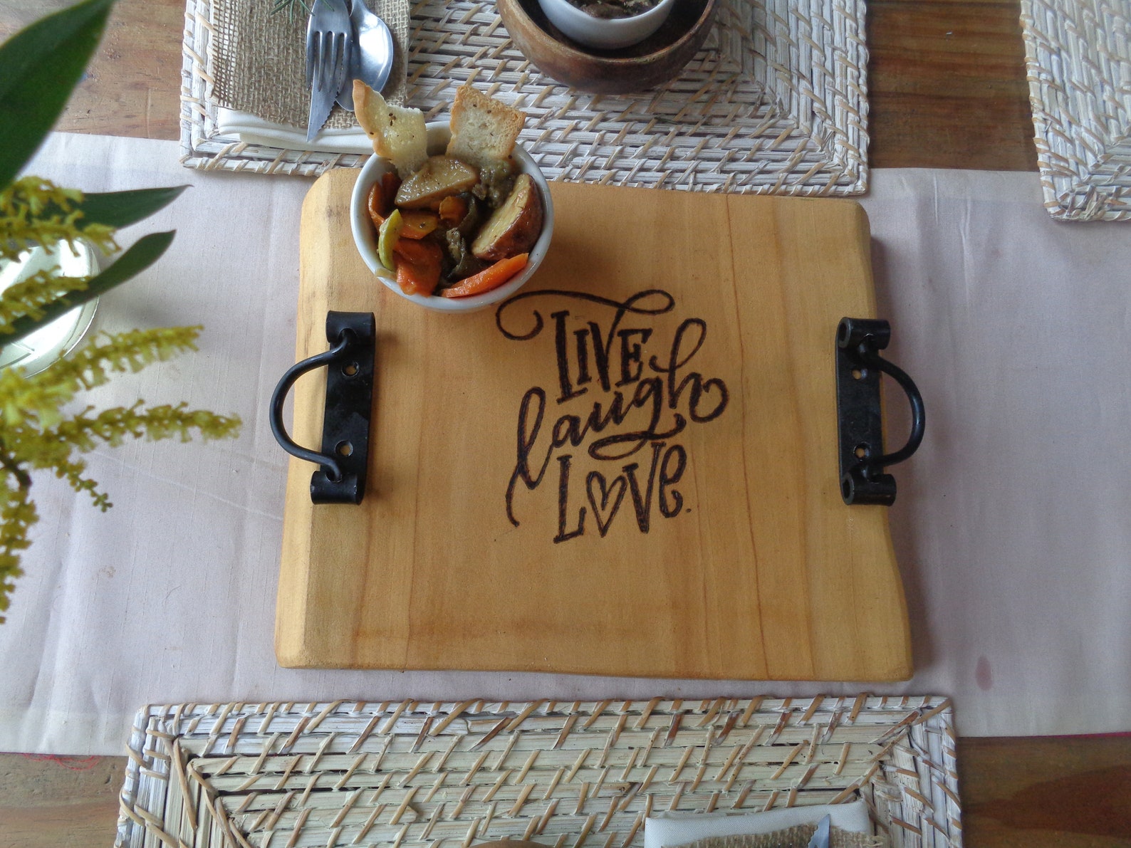 Small Rustic Serving Tray With Strings 11x9in Corner Tray - Etsy