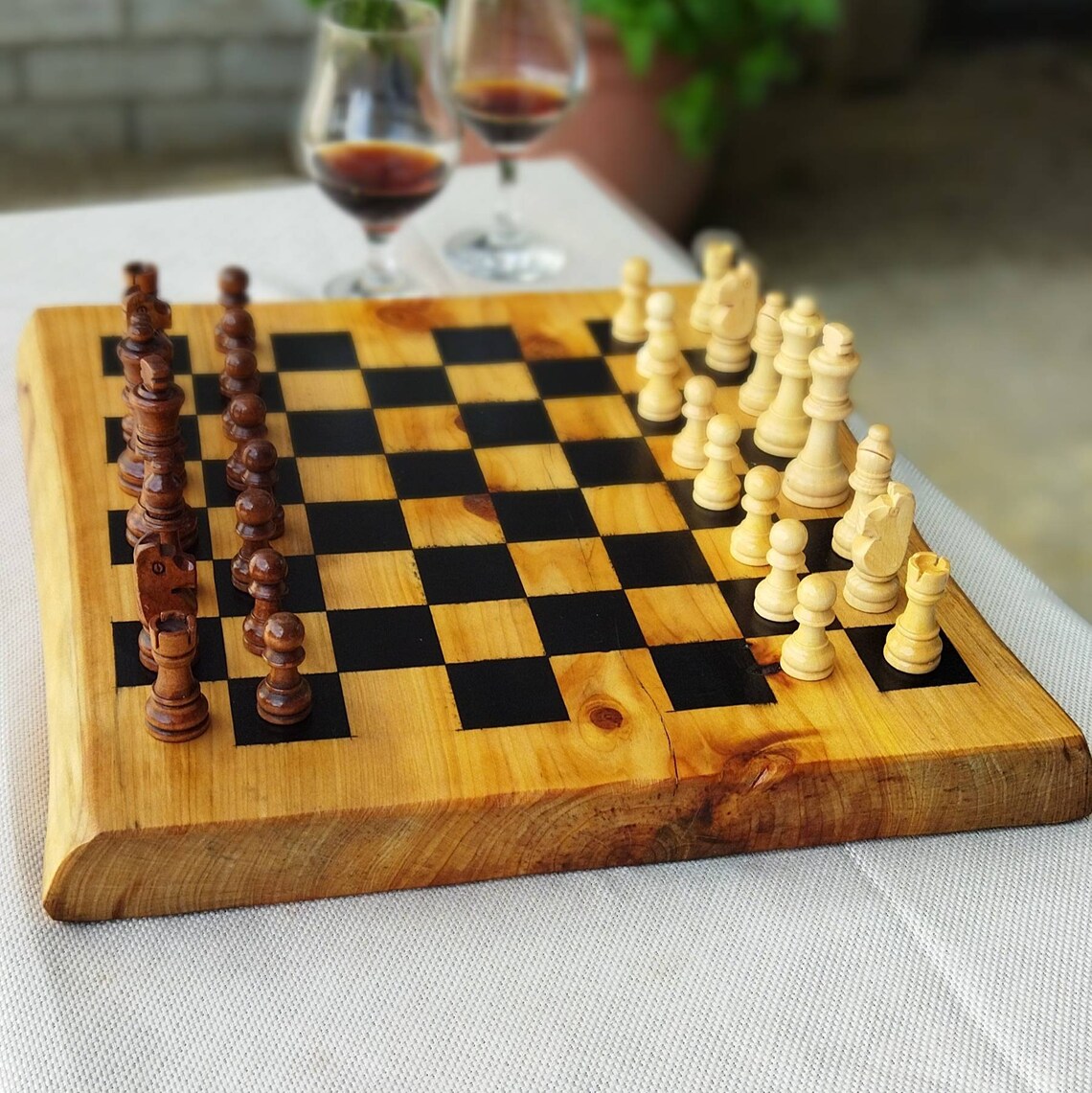 Rustic Wooden Chess Set 14x14in 35x35cm Wooden Pieces in | Etsy