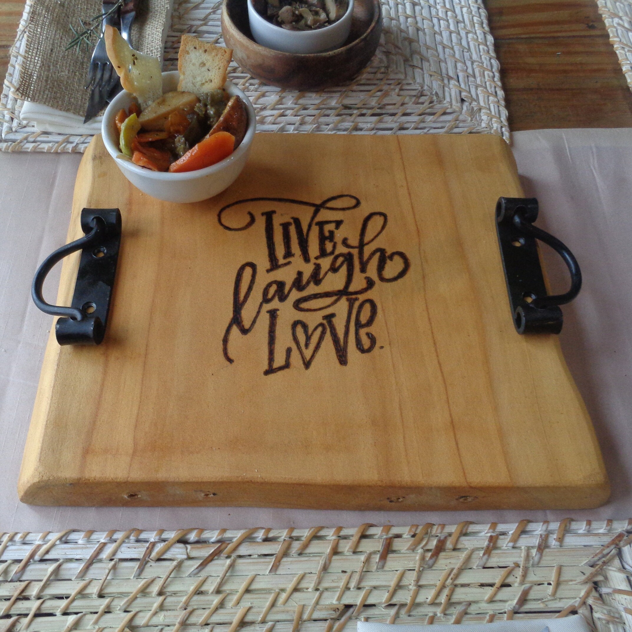 Small Rustic Serving Tray With Strings 11x9in Corner Tray - Etsy