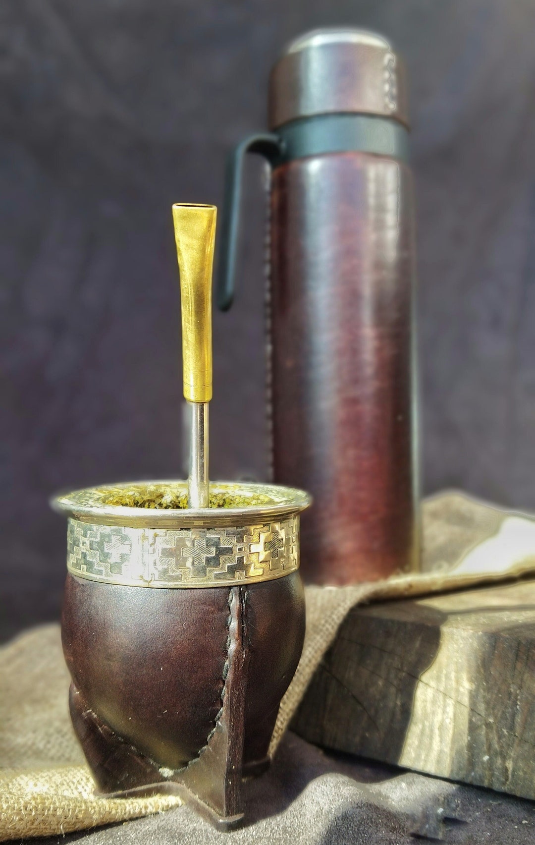 Mate Torpedo Virola De Acero, Set De Mate De Calabaza De Cuero Con ...