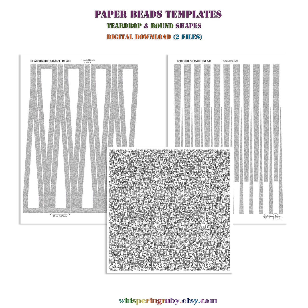 Teardrop & Round Paper Beads Templates: DIY Printables (PDF Downloads ...