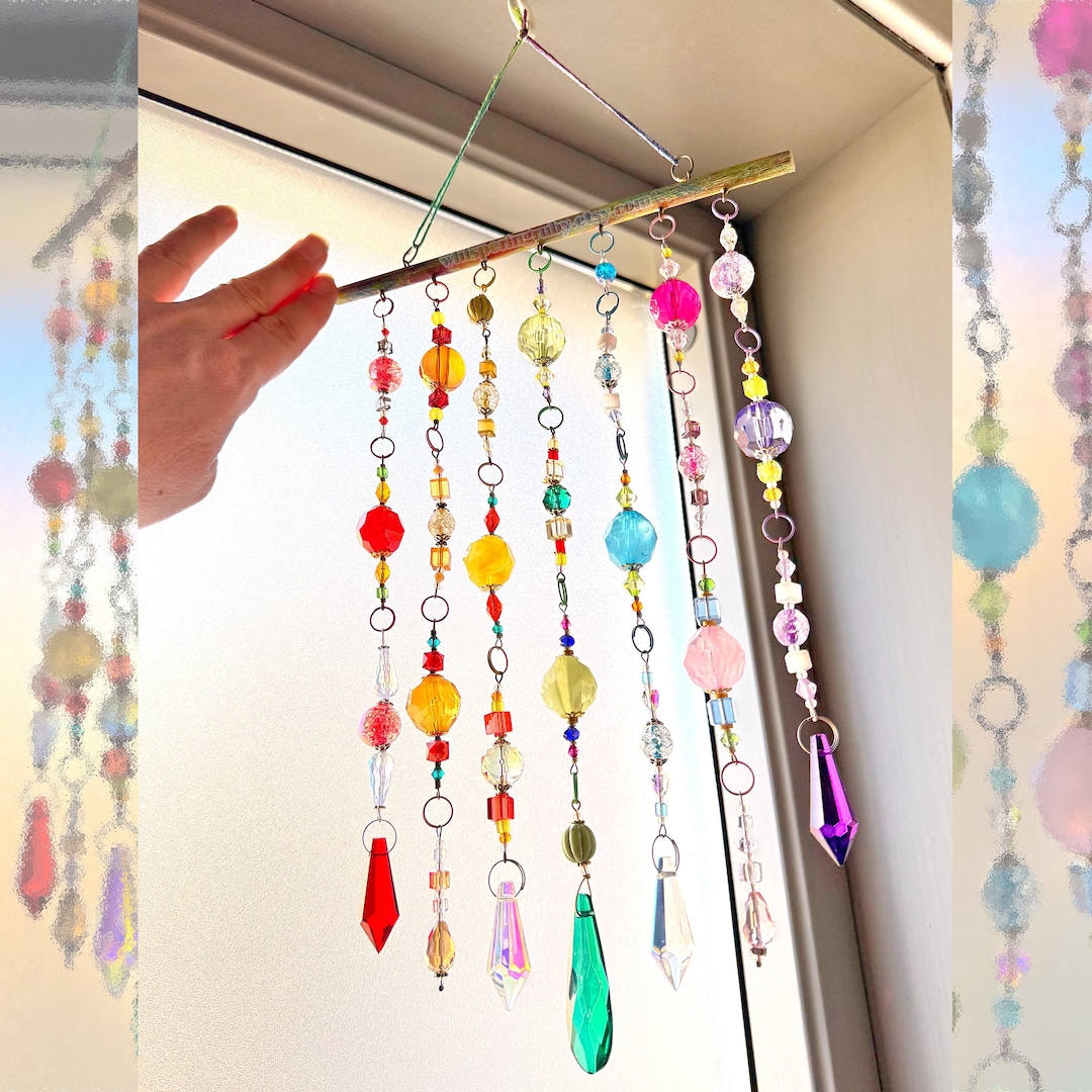 Colourful Curtain Suncatcher 7 Strings Wall Art or Window Treatment ...