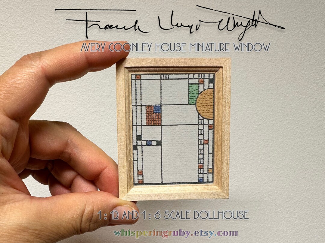 Frank Lloyd Wright Stained Glass Effect Window Miniature Decor for ...