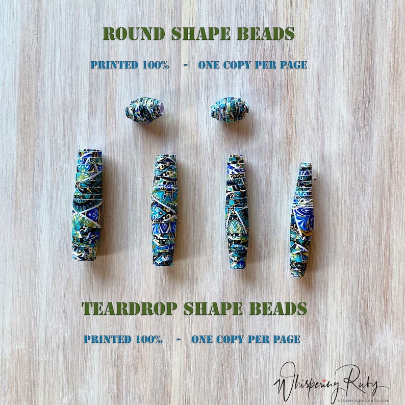 Paper Beads Templates: Teardrop & Round Shapes PDF Downloads - Etsy