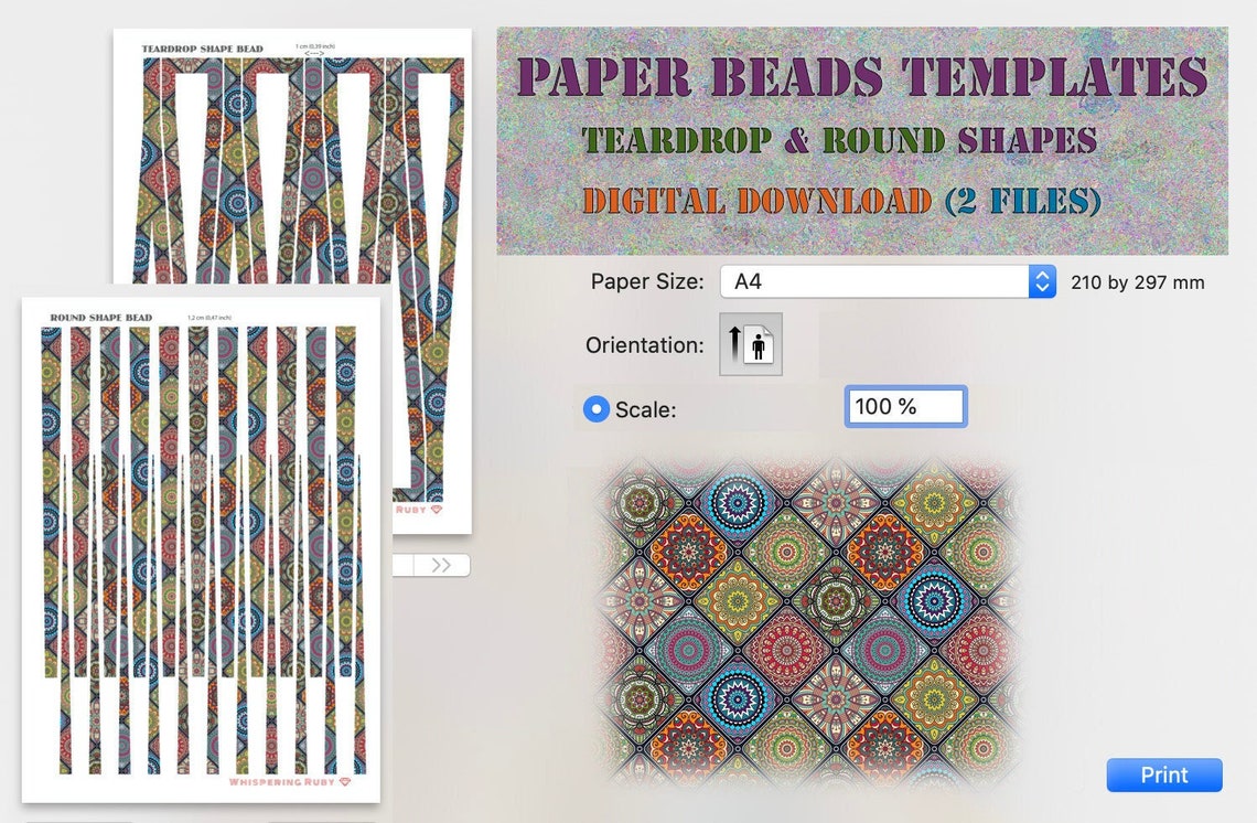 DIY Paper Beads Templates: Teardrop & Round Shapes (PDF Downloads) - Etsy