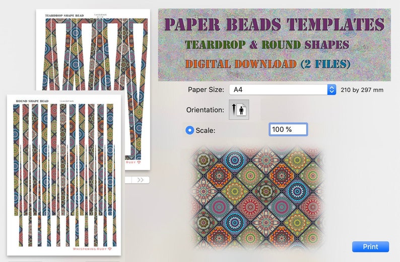 DIY Paper Beads Templates: Teardrop & Round Shapes (PDF Downloads) - Etsy