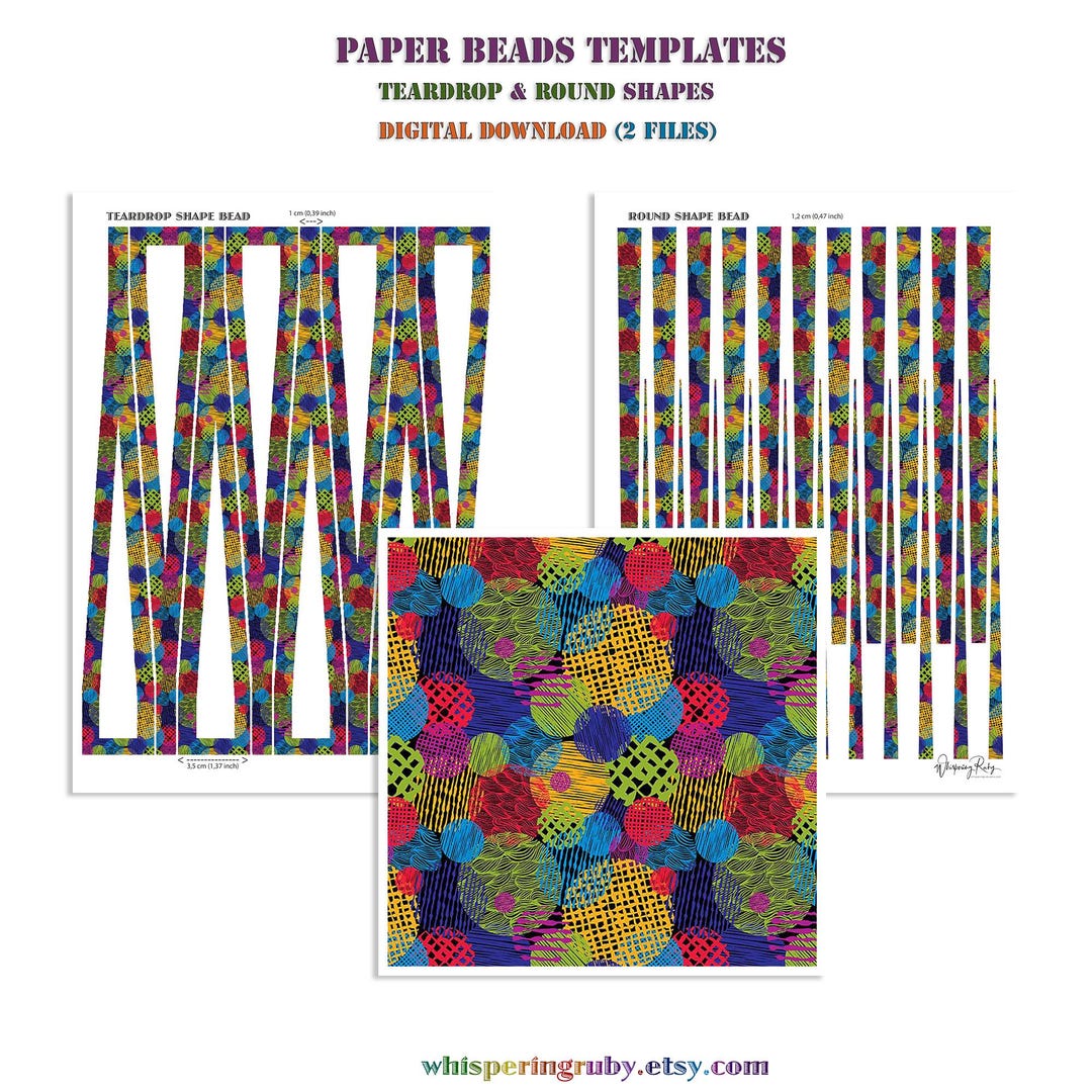 Paper Beads Templates: Teardrop & Round Shapes (PDF Downloads) - Etsy
