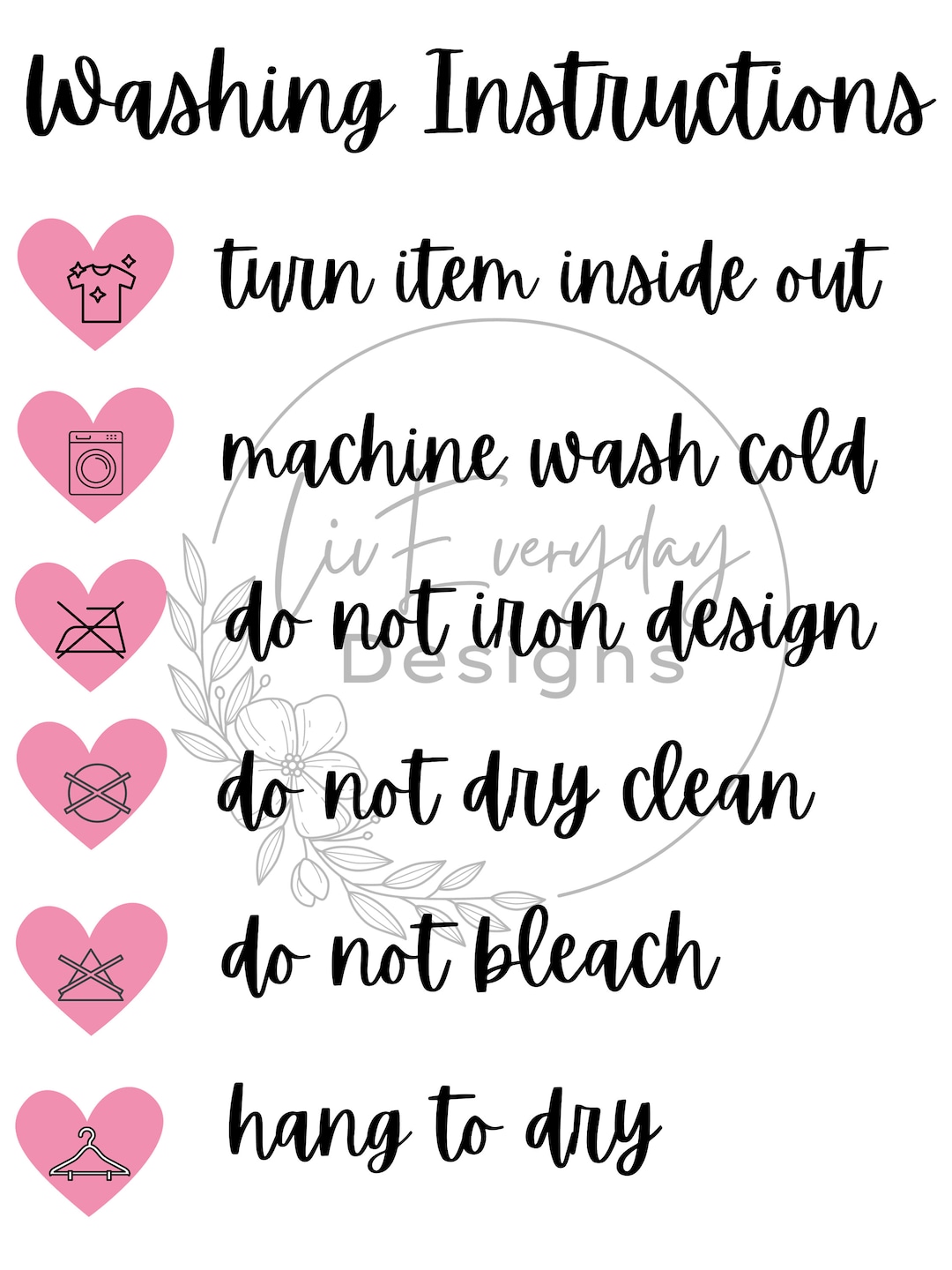 Washing Instructions for DTF Clothing - Etsy