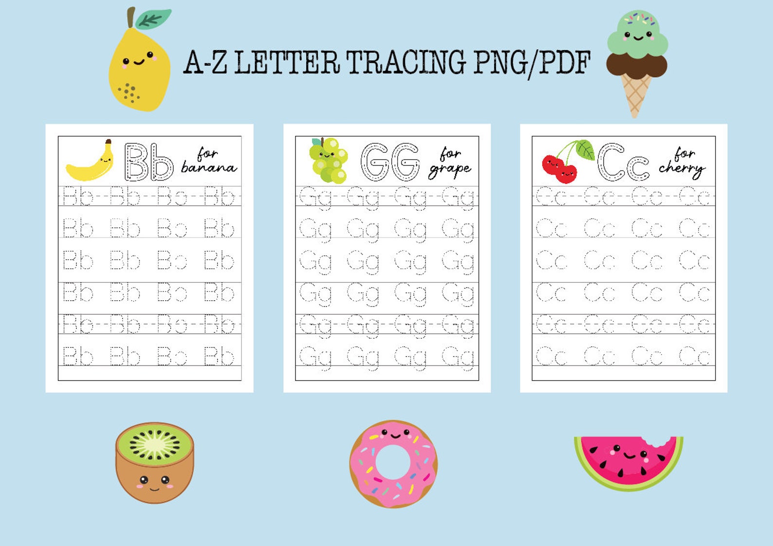 26 Printable A-Z Tracing Sheets Learning to Write Letters Alphabet ...