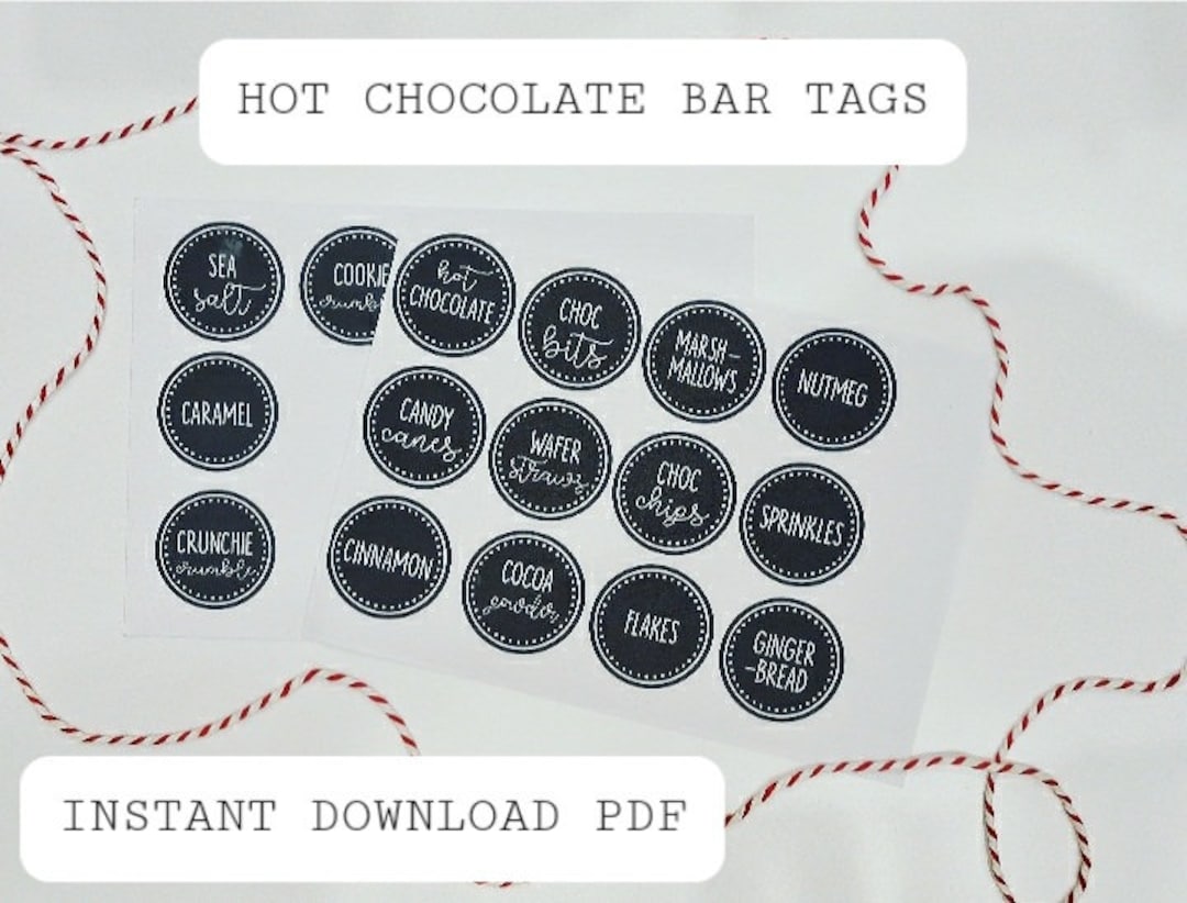 Hot Chocolate Bar Tags Labels Instant Download PDF FILES Printable ...