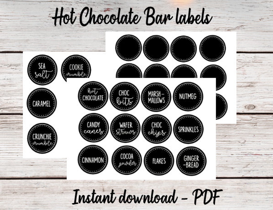 Hot Chocolate Bar Tags Labels Instant Download PDF FILES Printable ...