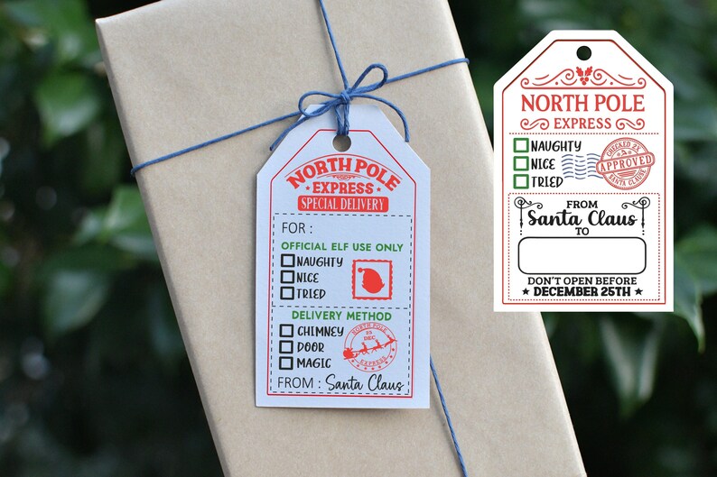 2 Printable Christmas North Pole Gift Tags / Labels Instant Download ...