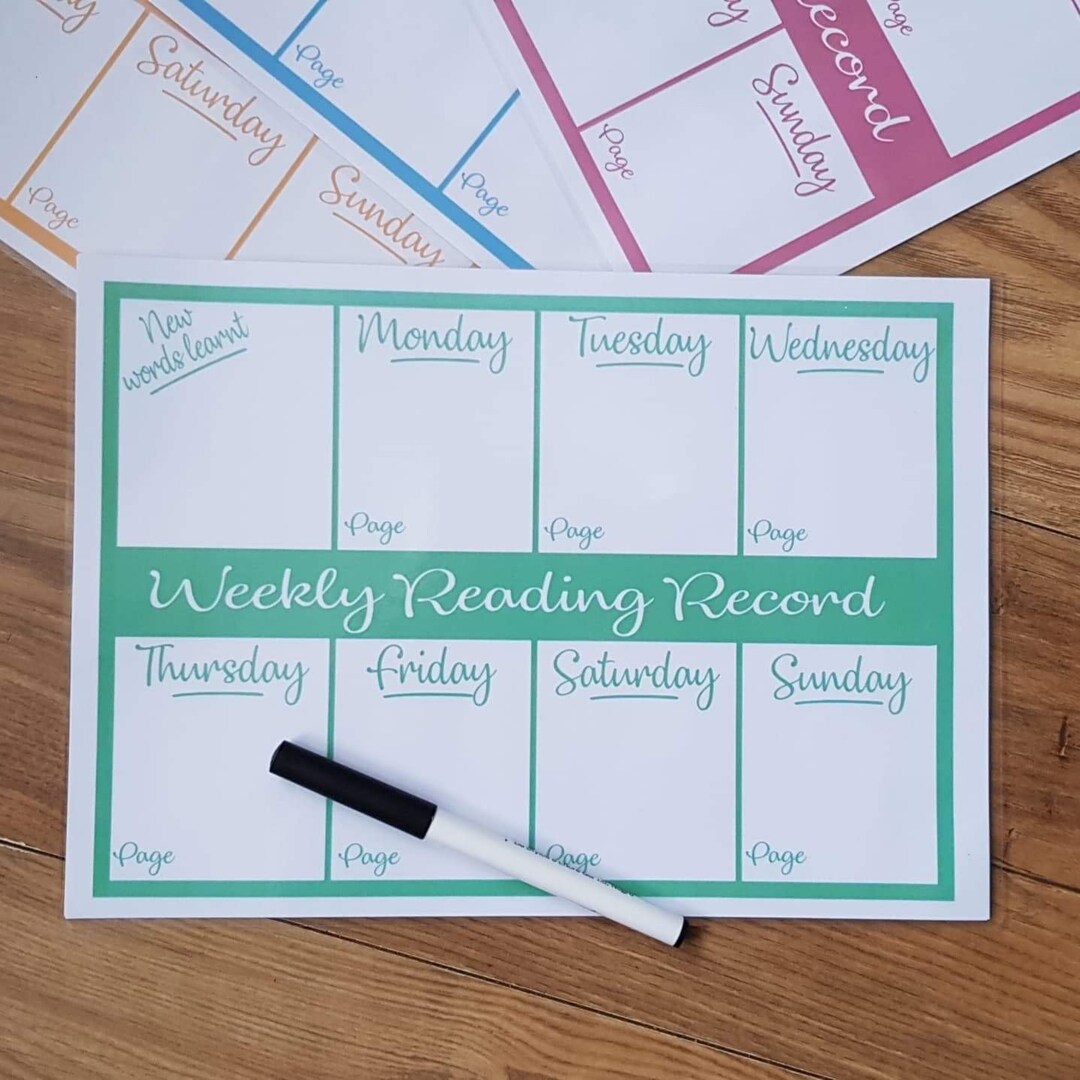 4 Reading Record Charts PDF File. Make at Home. Laminate Digital ...