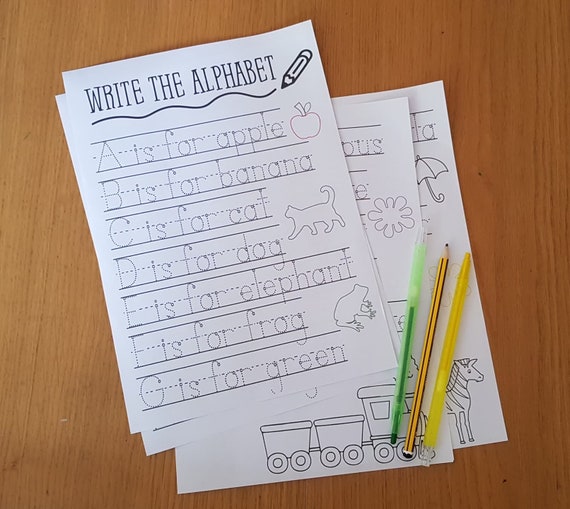 Writing the Alphabet Worksheets Download PDF File Interactive | Etsy