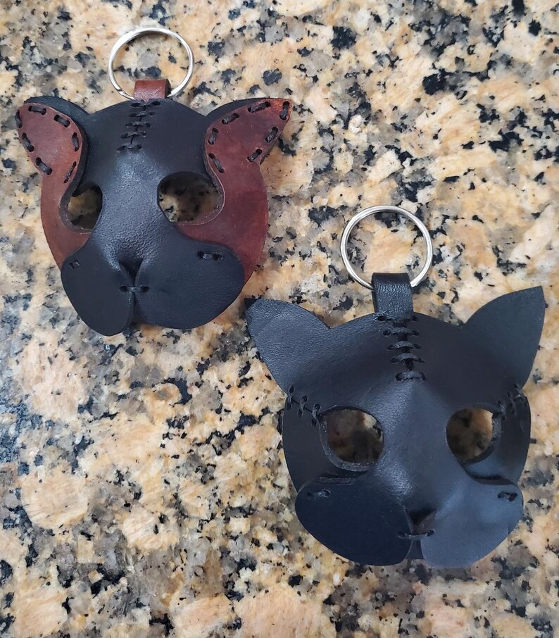 Leather Cat Key Chain | 100% Handmade | Made in USA |genuine Leather ...