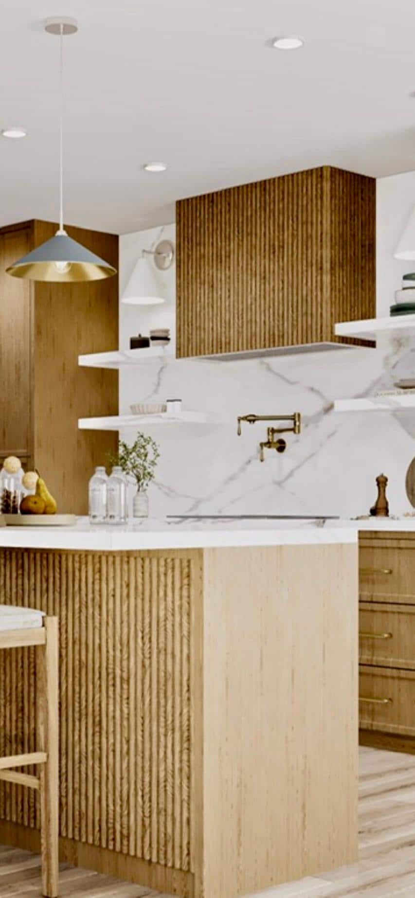 Custom White Oak Fluted Vent Hood - Etsy