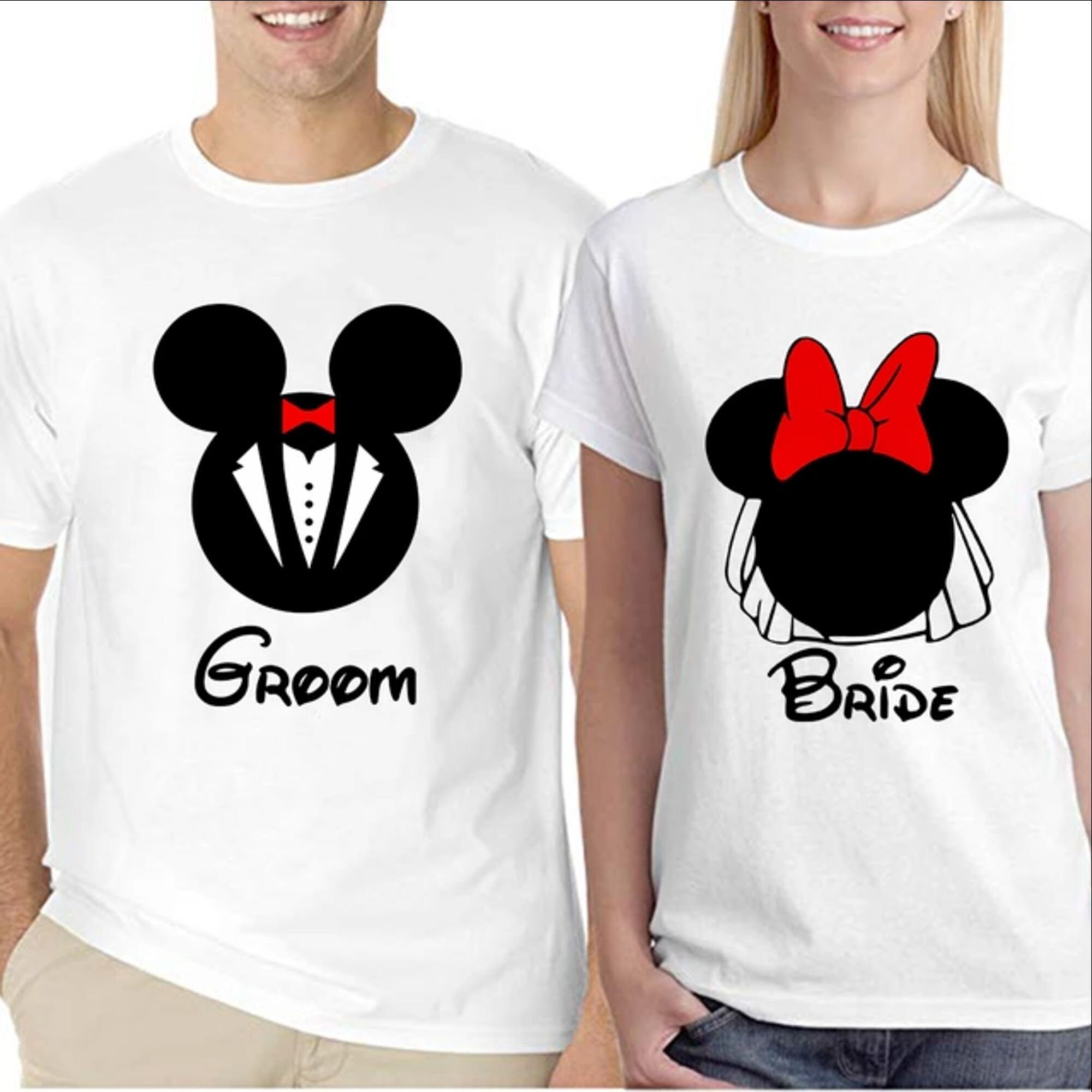 Bride And Groom Mickey And Minnie Matching T Shirt I Mickey Etsy